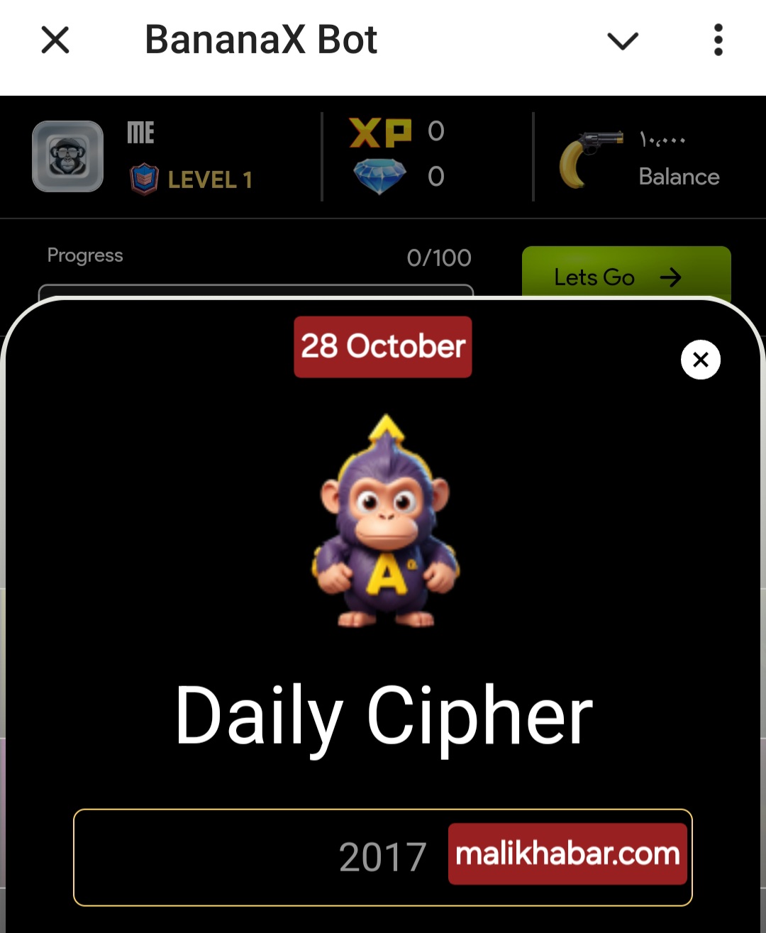 BananaX Daily Cipher 13 November - مالی3